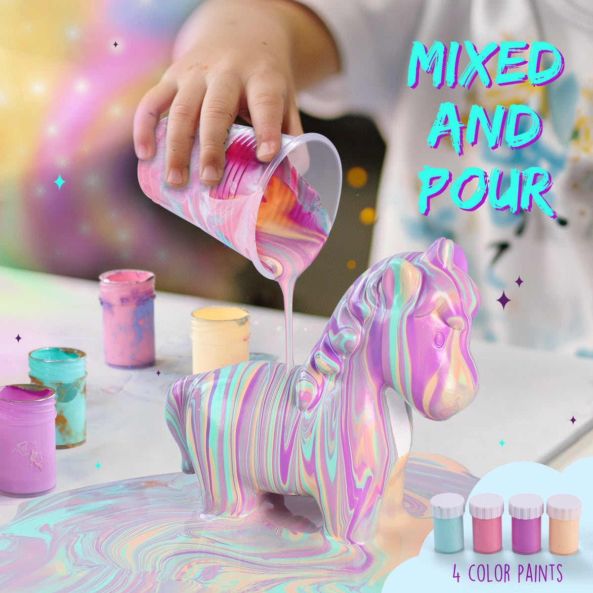 Unicorns Paint Pouring Art Kit - DIY Craft for Kids – onetofour1234
