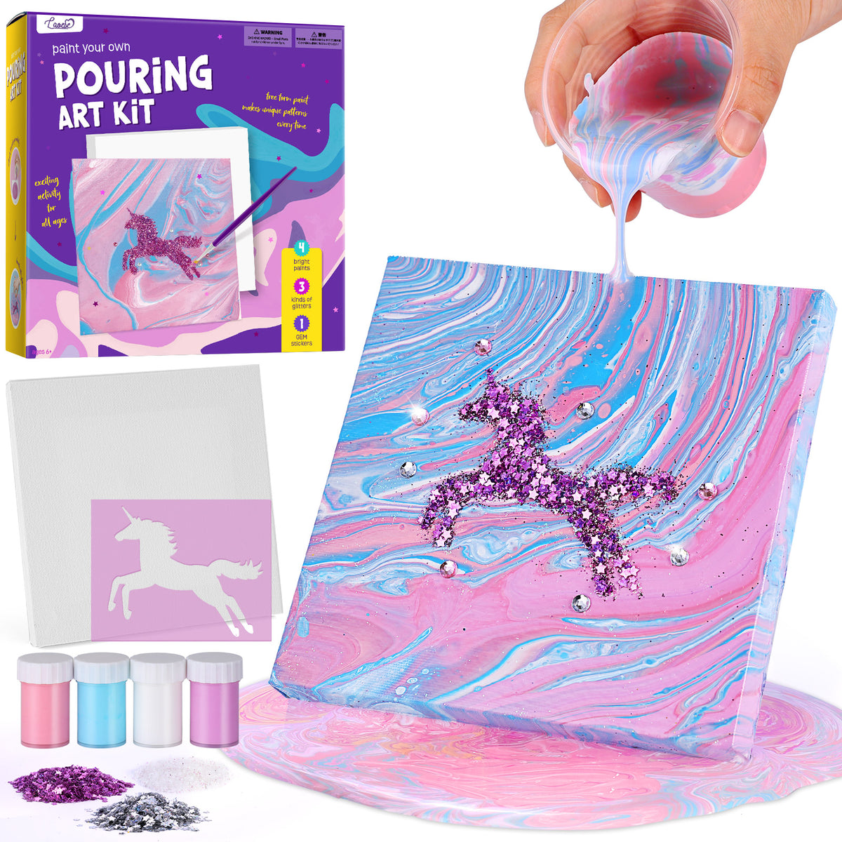 Canvas Paint Pouring Art Kit - DIY Craft for Kids – onetofour1234