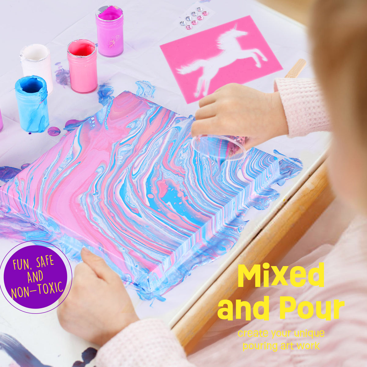 Canvas Paint Pouring Art Kit - DIY Craft for Kids – onetofour1234