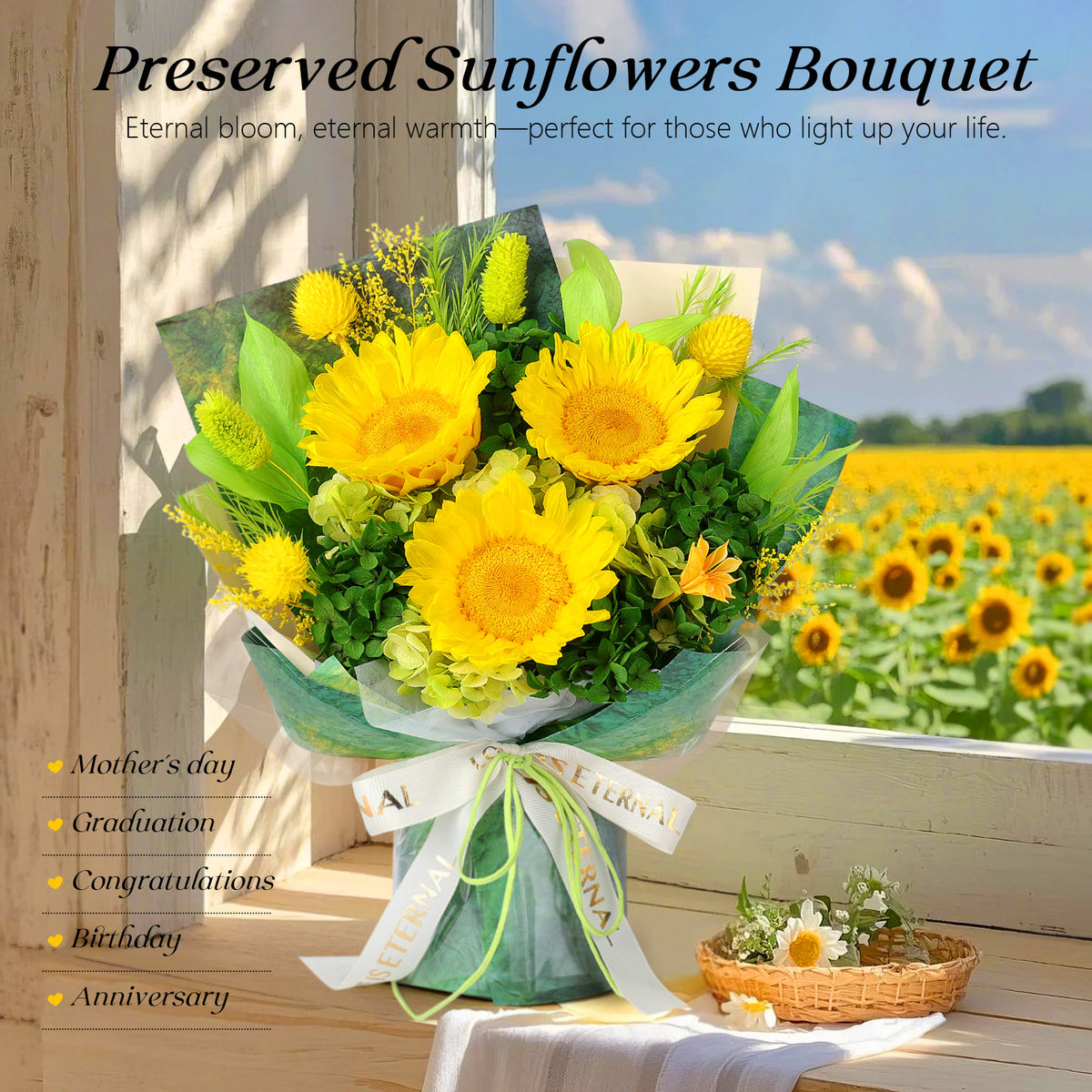OneToFour Preserved Sunflower Bouquet – onetofour1234