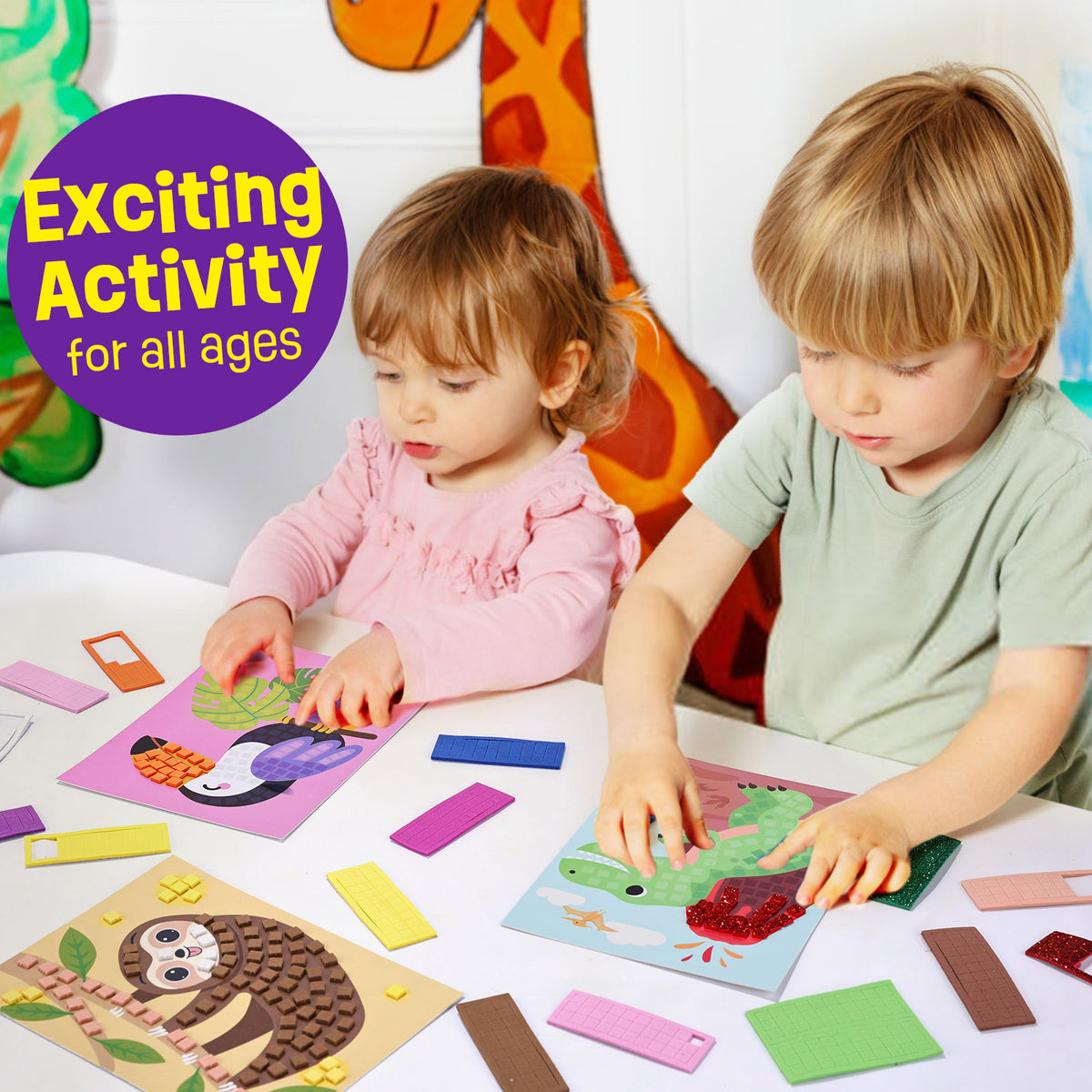 Foam Mosaic Sticker Craft Kit - 4 Set DIY Kids Art and Craft ...