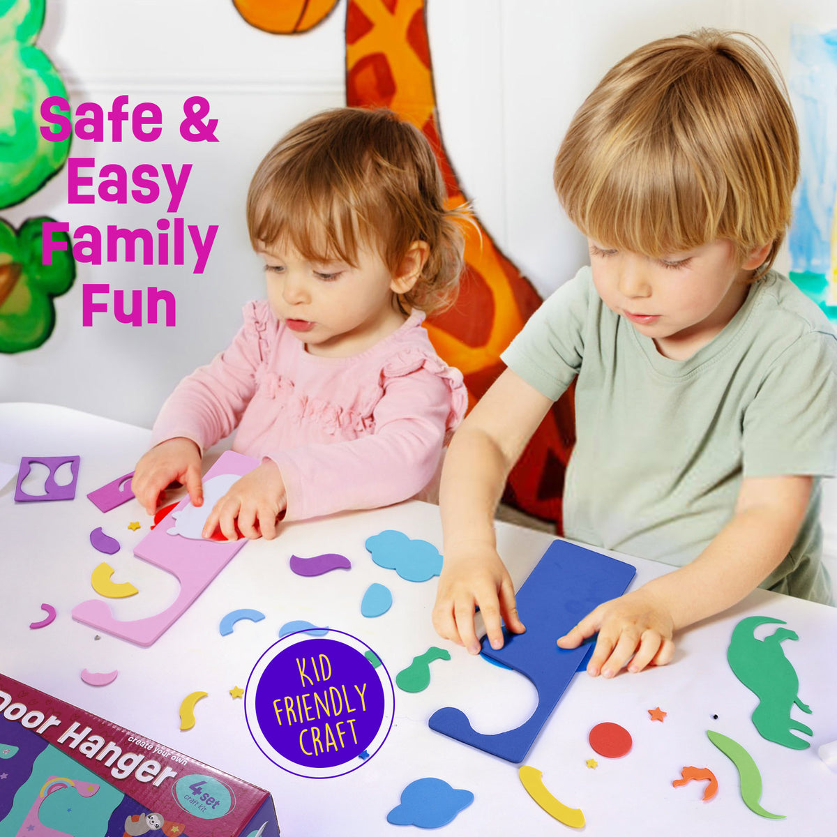 Animals Door Hangers Craft Kits - 4 Set DIY Foam Door Knob Hanger Kit ...